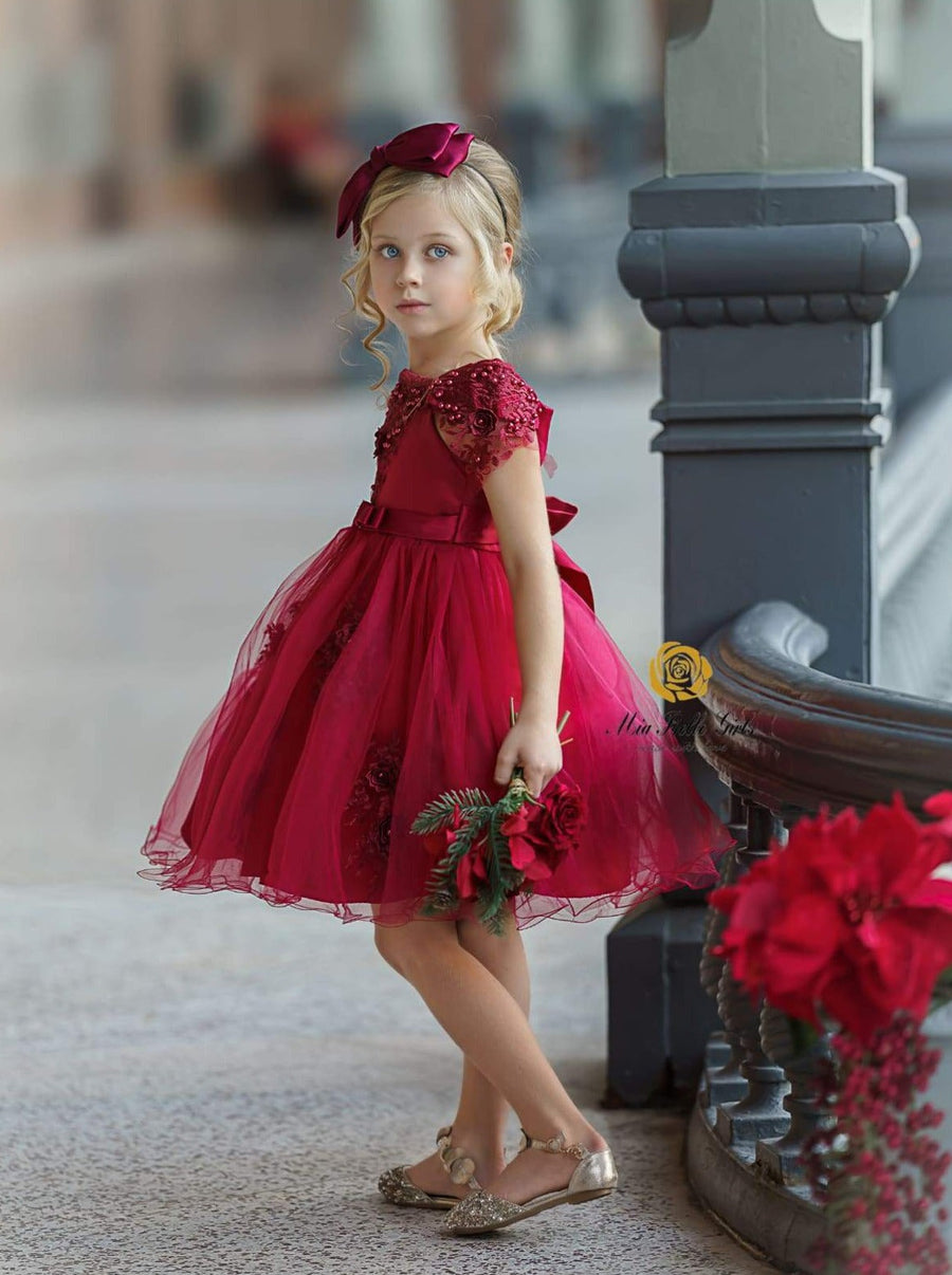 Girls Christmas Dresses | Off Shoulder Lace Applique Holiday Dress ...