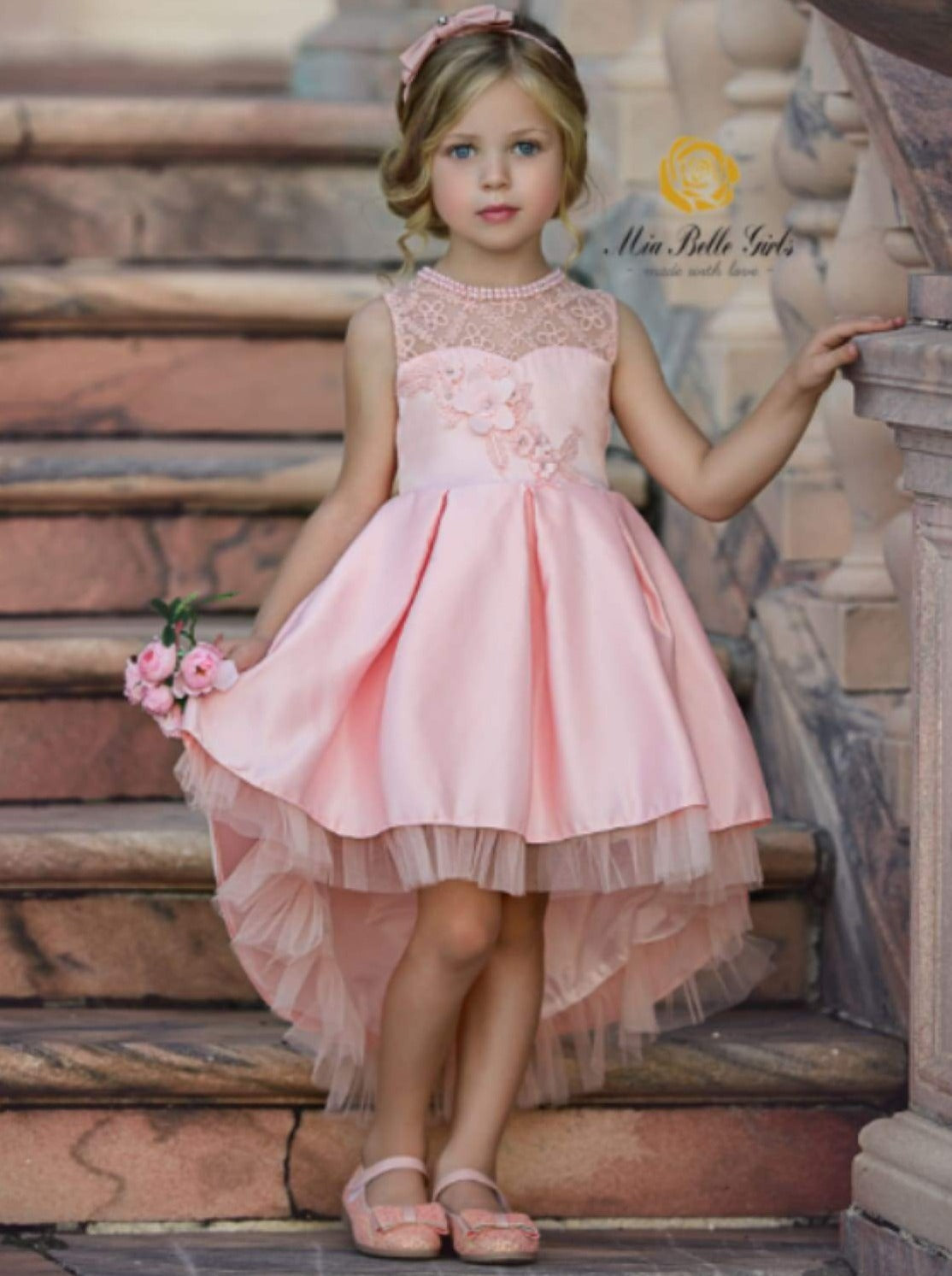 Blush Beauty Lace & Tulle Hi-Lo Dress – Mia Belle Girls