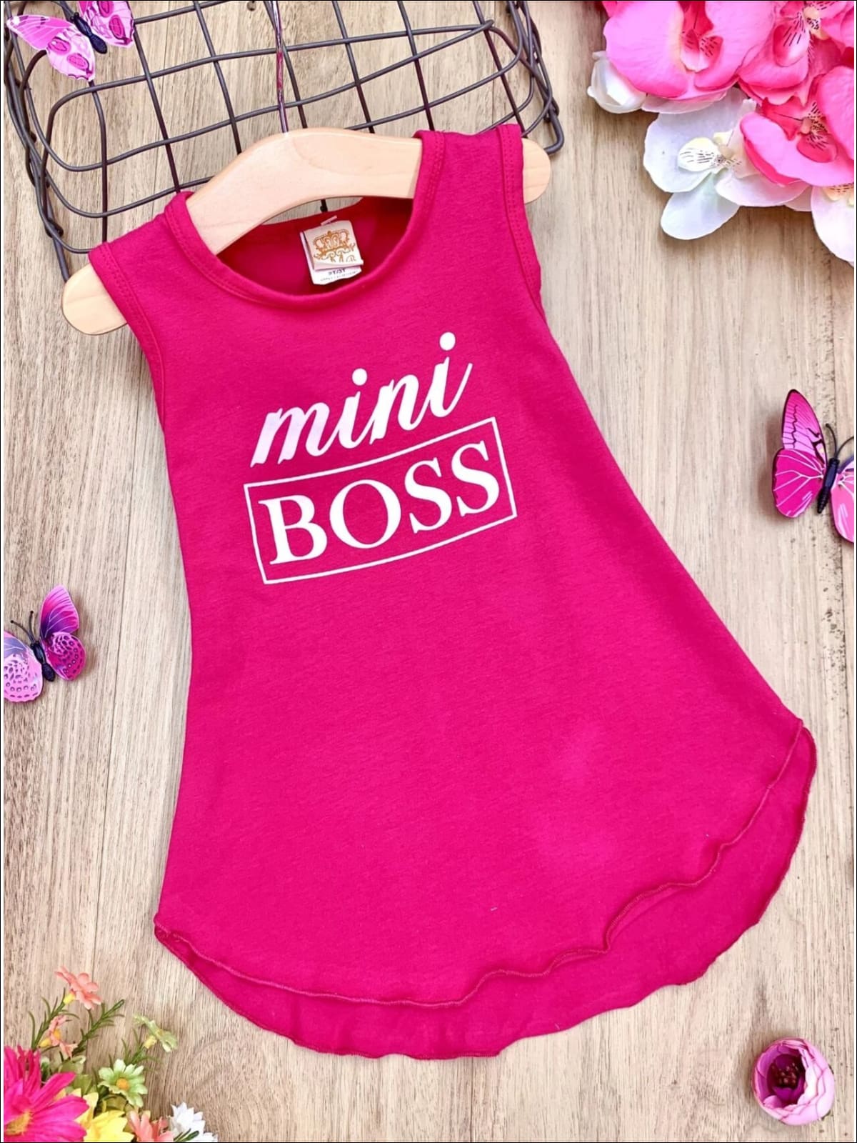 Kids Cute Tops | Little Girls Mini Boss Graphic Hi-Lo Tank Top – Mia ...
