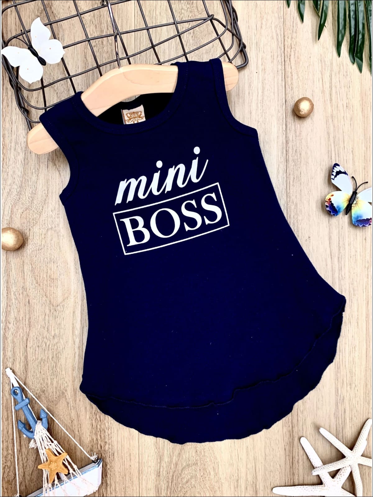 Kids Cute Tops | Little Girls Mini Boss Graphic Hi-Lo Tank Top – Mia ...