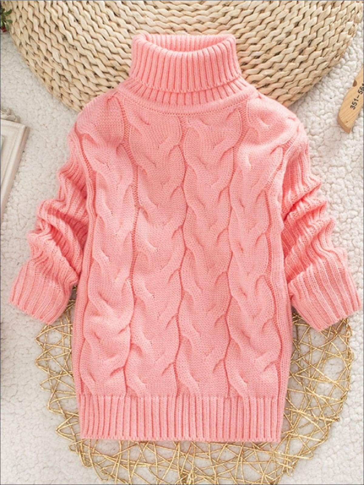 Cute Kids Sweaters | Thick Knit Turtleneck Sweater | Mia Belle Girls