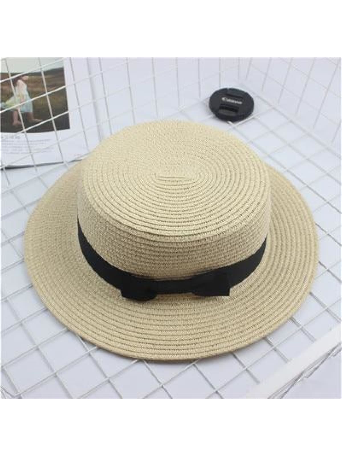 Girls Woven Straw Fedora Hat with Bow Tie (Multiple Color Options ...