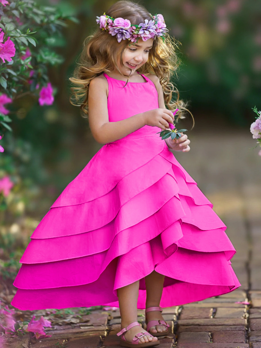 Girls Pretty Petal Sleeveless Layered Ruffle Dress - Mia Belle Girls
